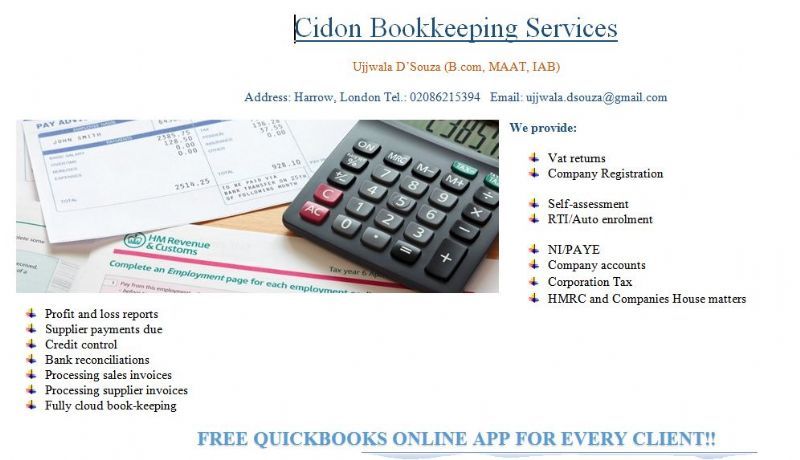 Cidon Book Keeping services, Harrow | Bookkeeper - FreeIndex